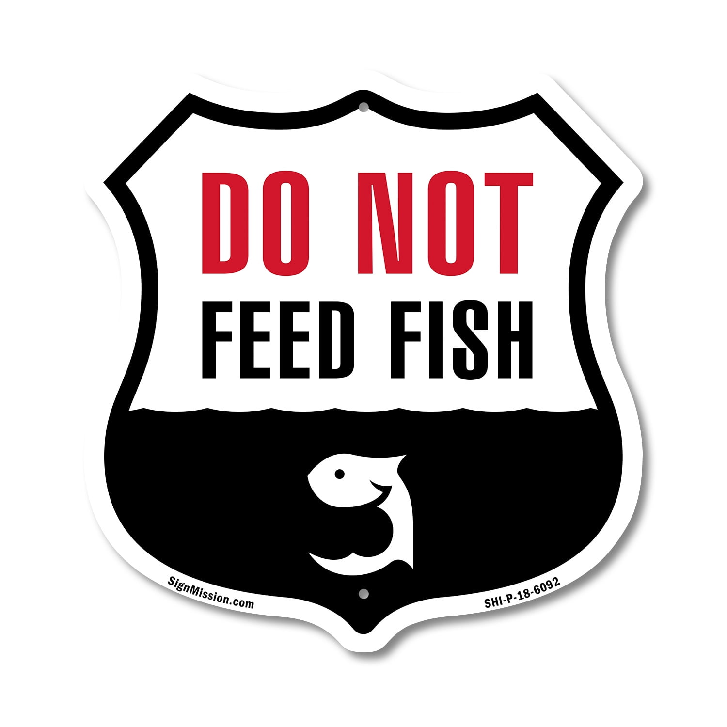 Do Not Feed Fish (2 Pack) 18 inch X 18 inch Shield Shaped Commercial ...