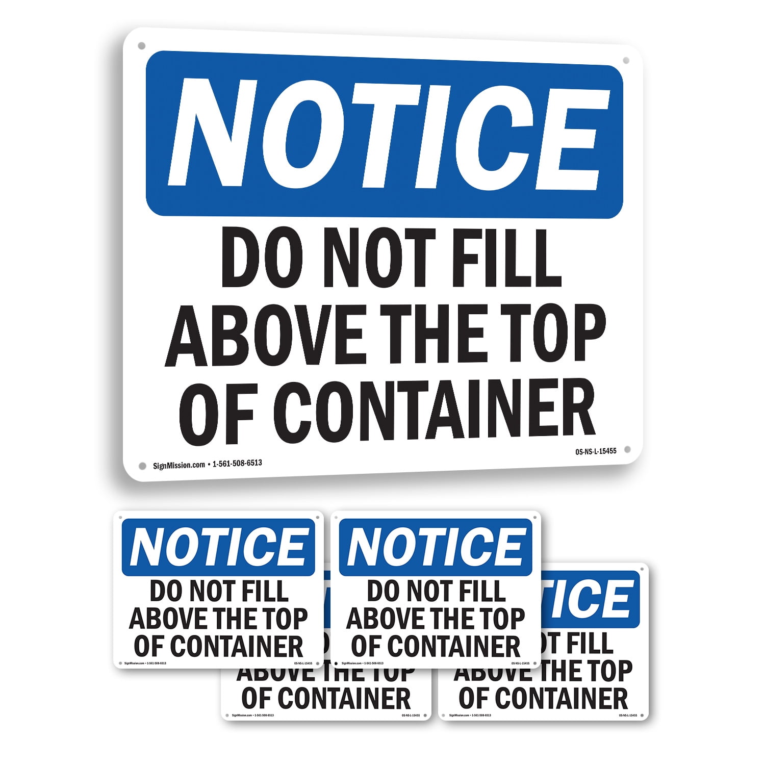 Do Not Fill Above Top Of Container OSHA Notice Rigid Plastic Sign 24 ...