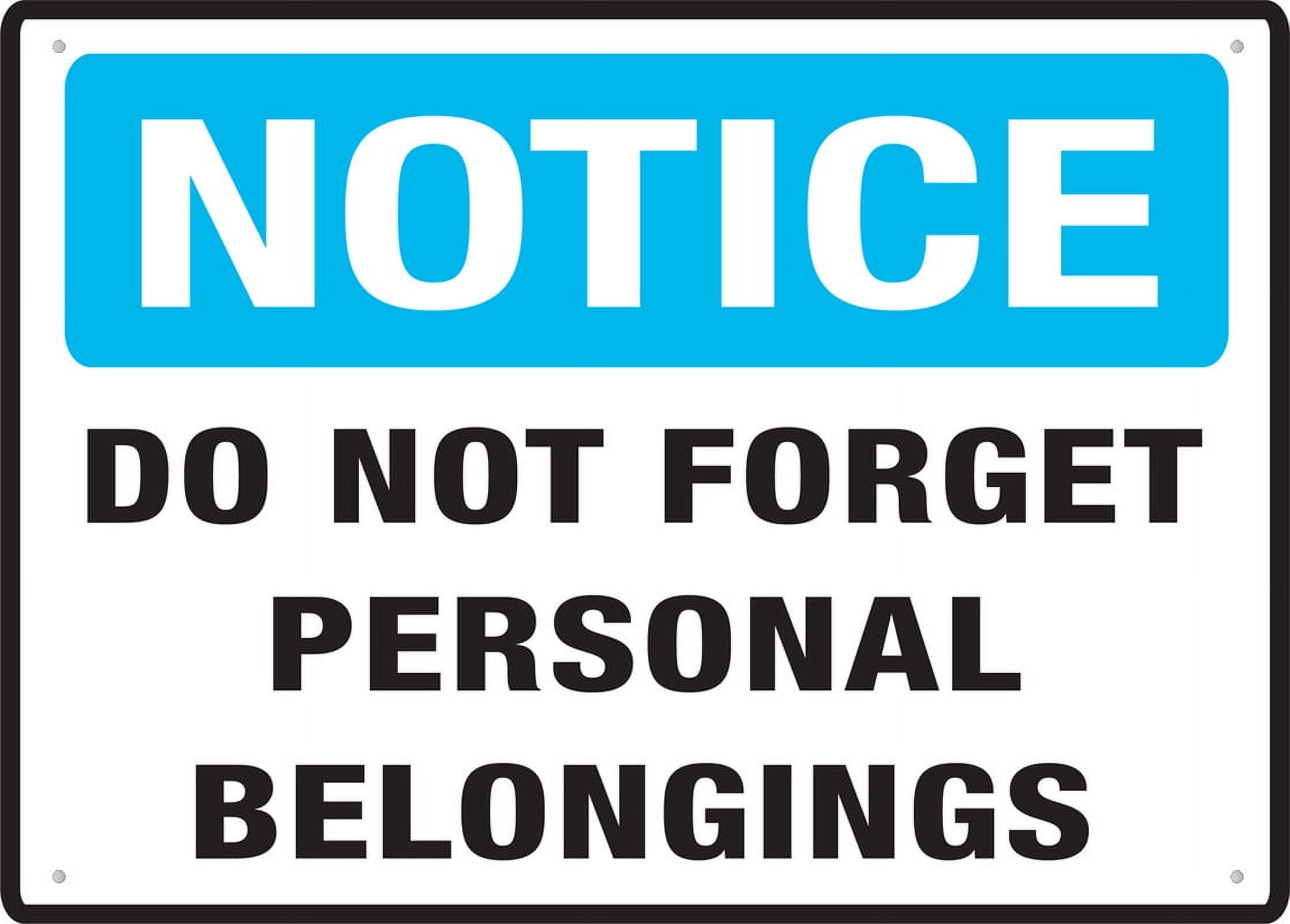 Do Not Forget Personal Belongings Sign Signs Outdoor, Uv Printed ...