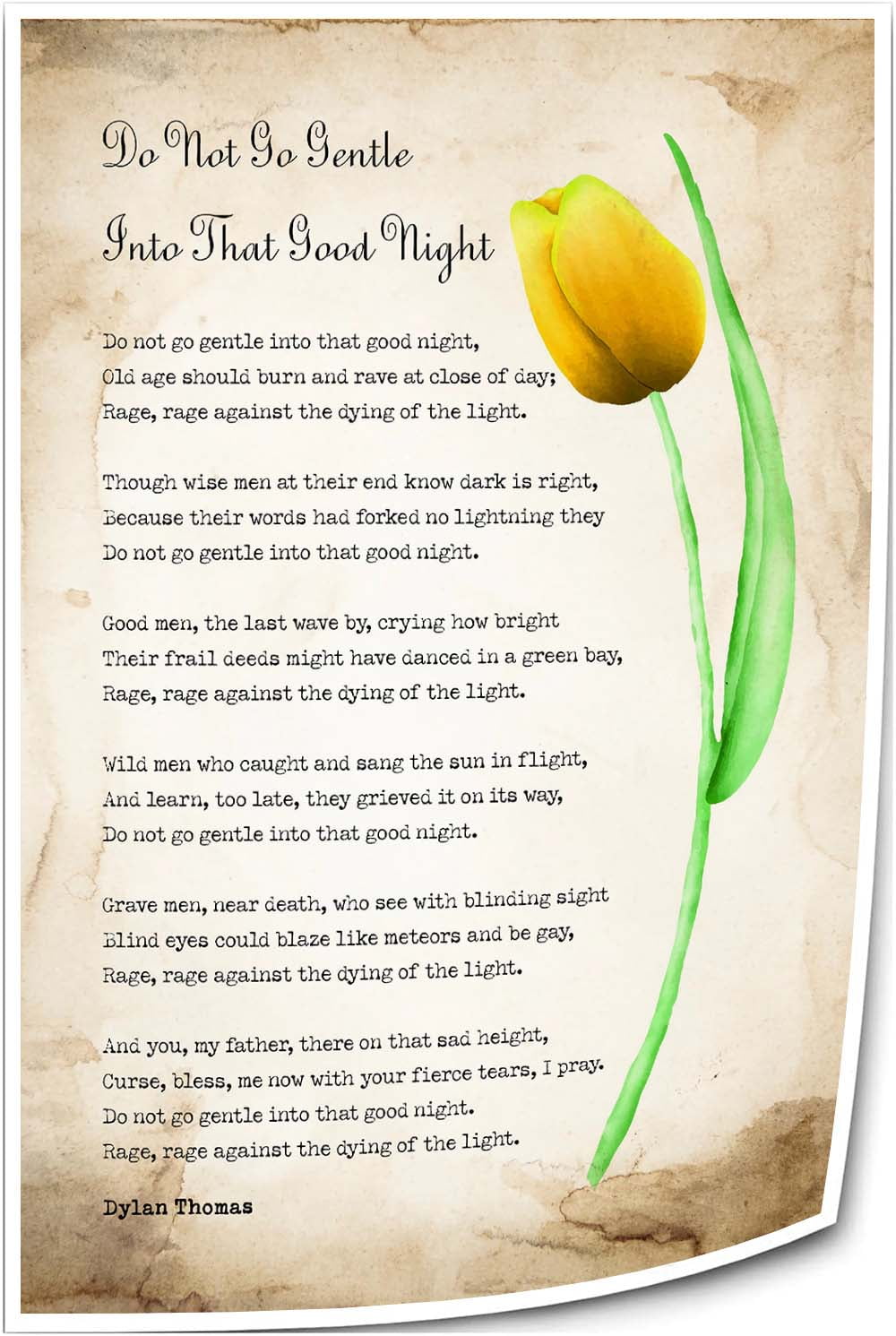 Do Not Go Gentle Into That Good Night Poem Poster Dylan Thomas Quotes ...