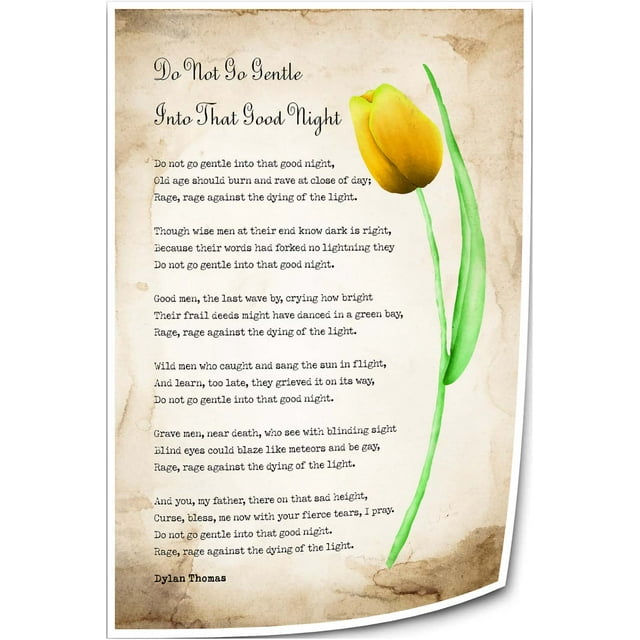 Do Not Go Gentle Into That Good Night Poem Poster Dylan Thomas Quotes ...
