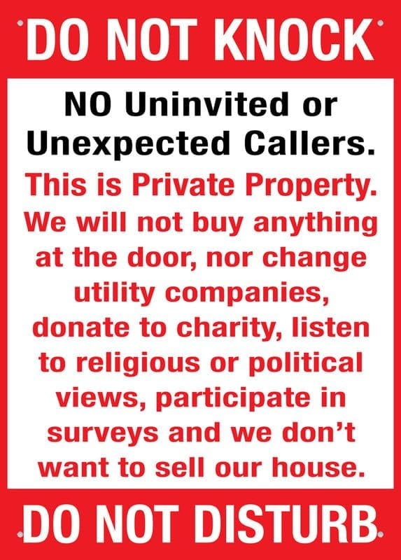 Do Not Knock Do Not Disturb Sign 8X12 in Rust Free Aluminum Signs ...