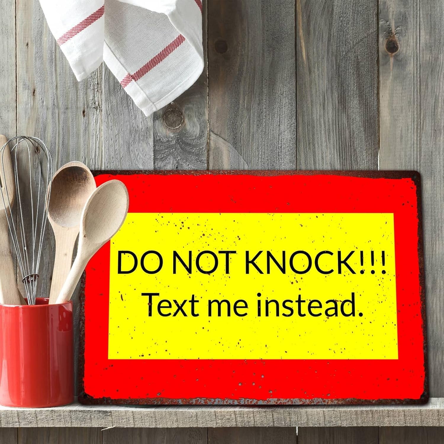 Do Not Knock Text me Instead Metal Tin Sign, Classic Framed DO NOT ...