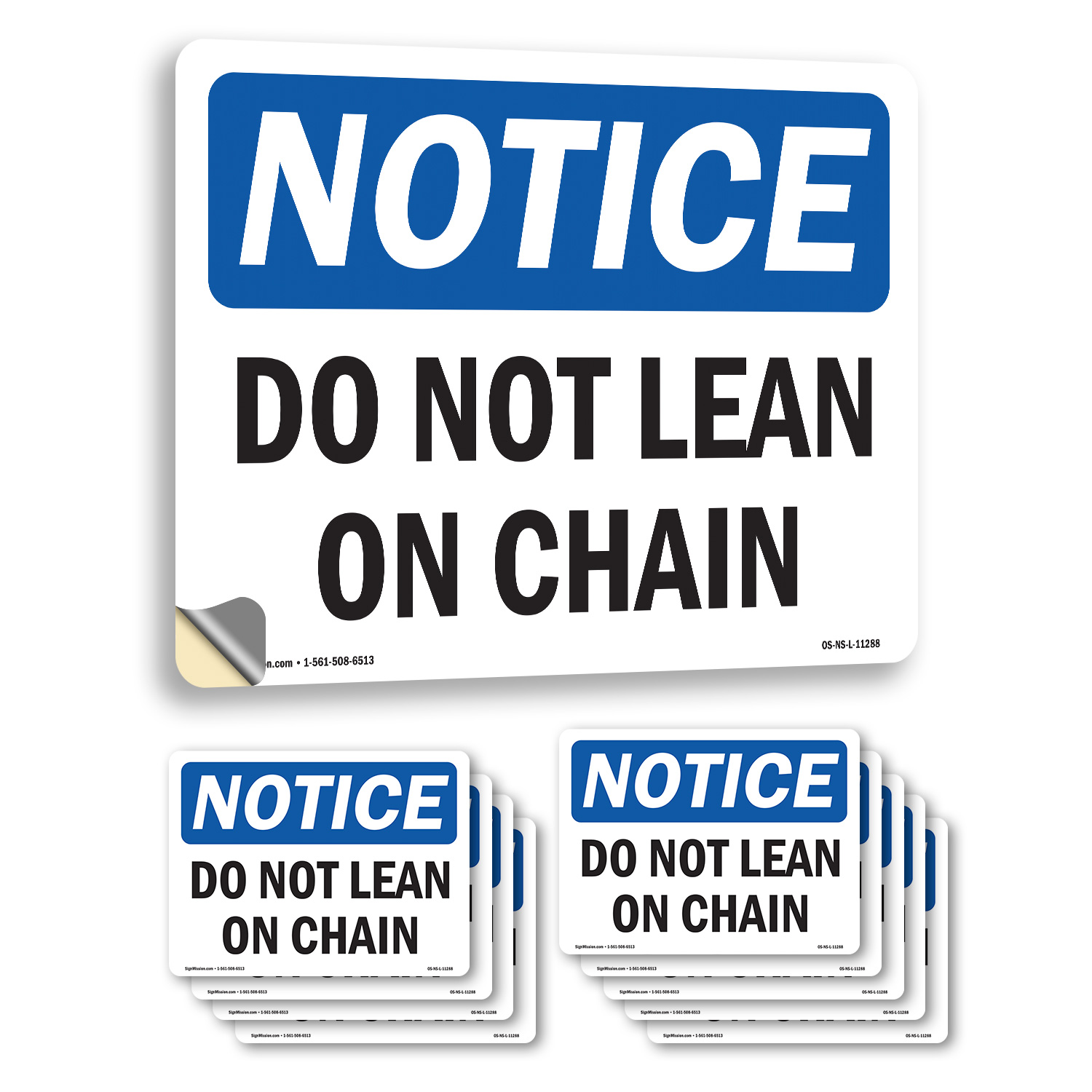 Do Not Lean On Chain OSHA Notice Vinyl Decal Label 14 Inch x 10 Inch ...