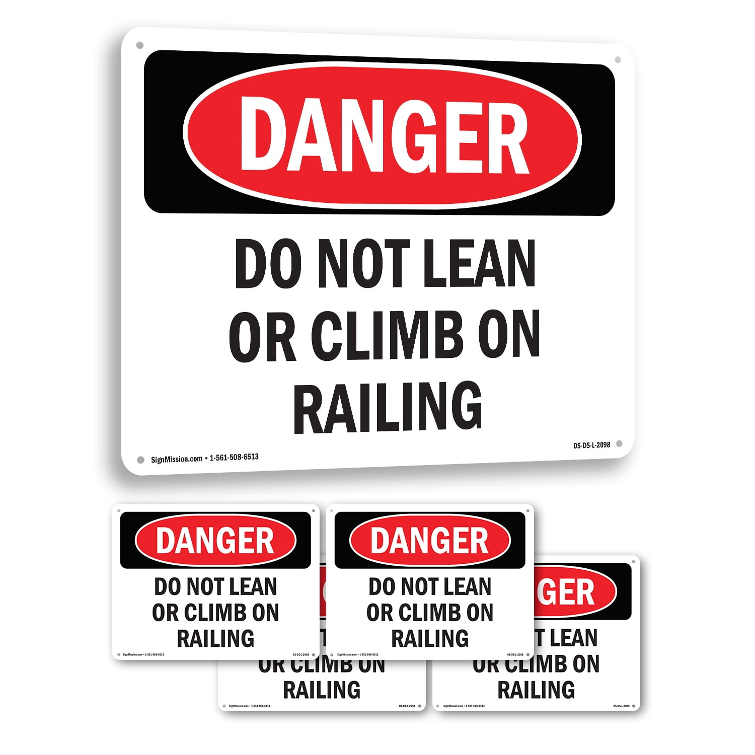 Do Not Lean Or Climb On Railing OSHA Danger Rigid Plastic Sign 24 Inch ...