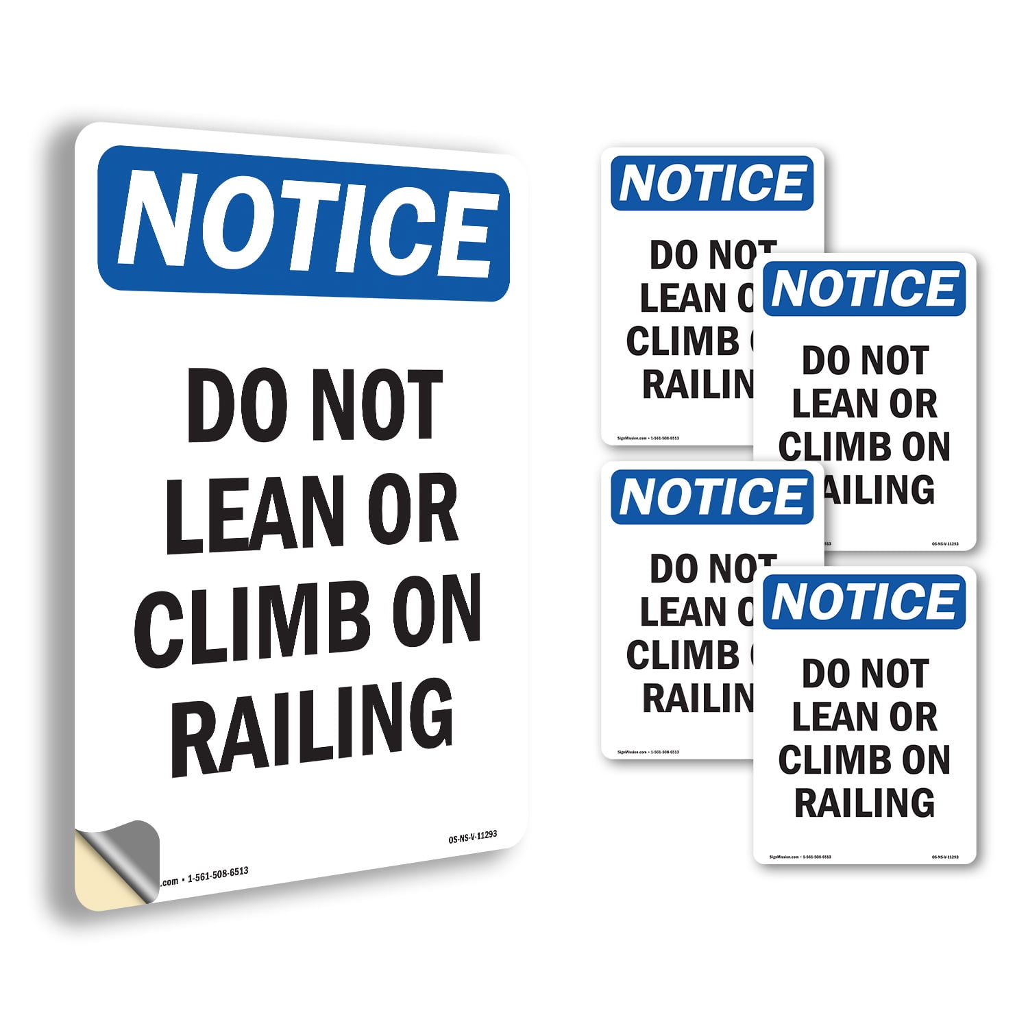 Do Not Lean Or Climb On Railing OSHA Notice Vinyl Decal Label 14 Inch x ...