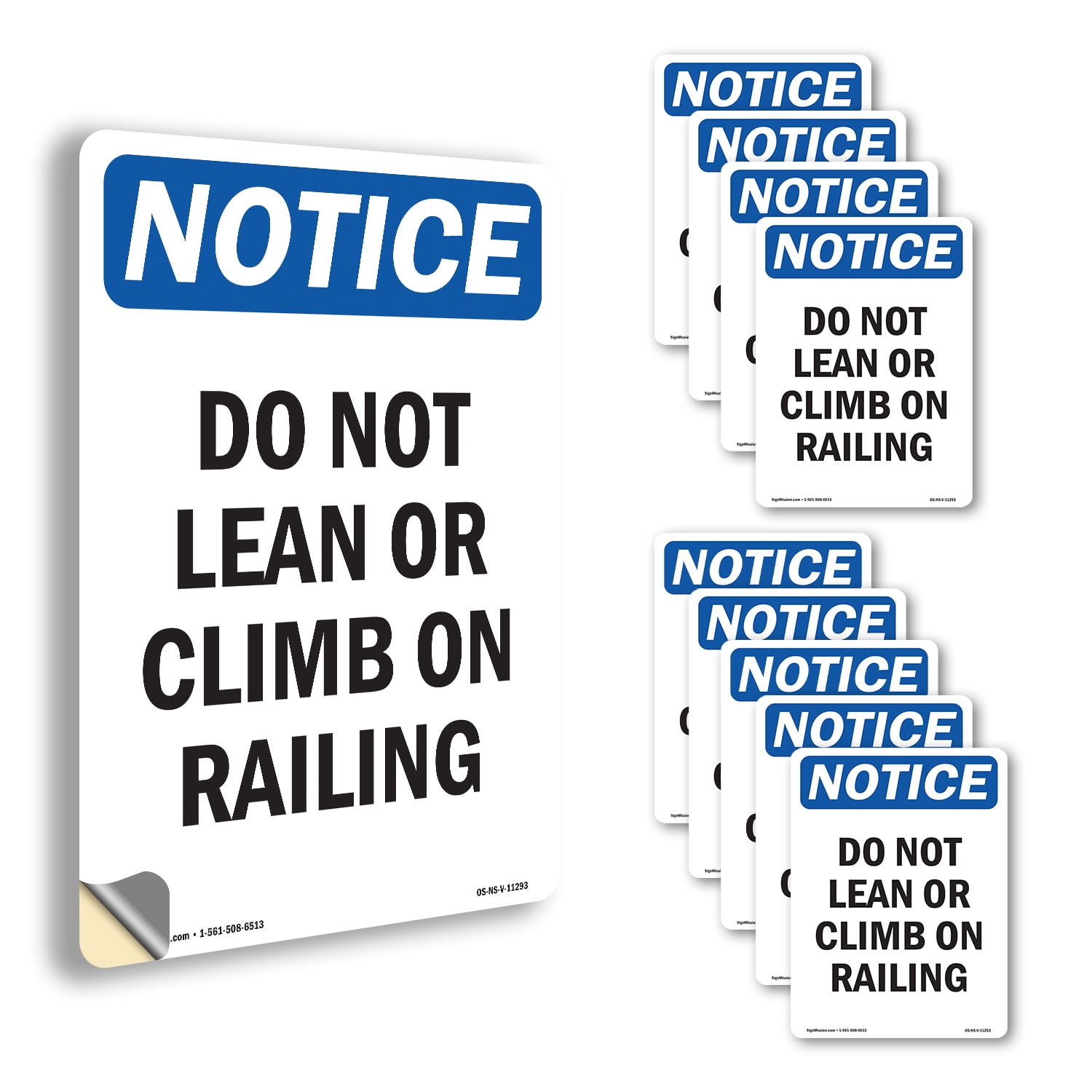 Do Not Lean Or Climb On Railing OSHA Notice Vinyl Decal Label 7 Inch x ...