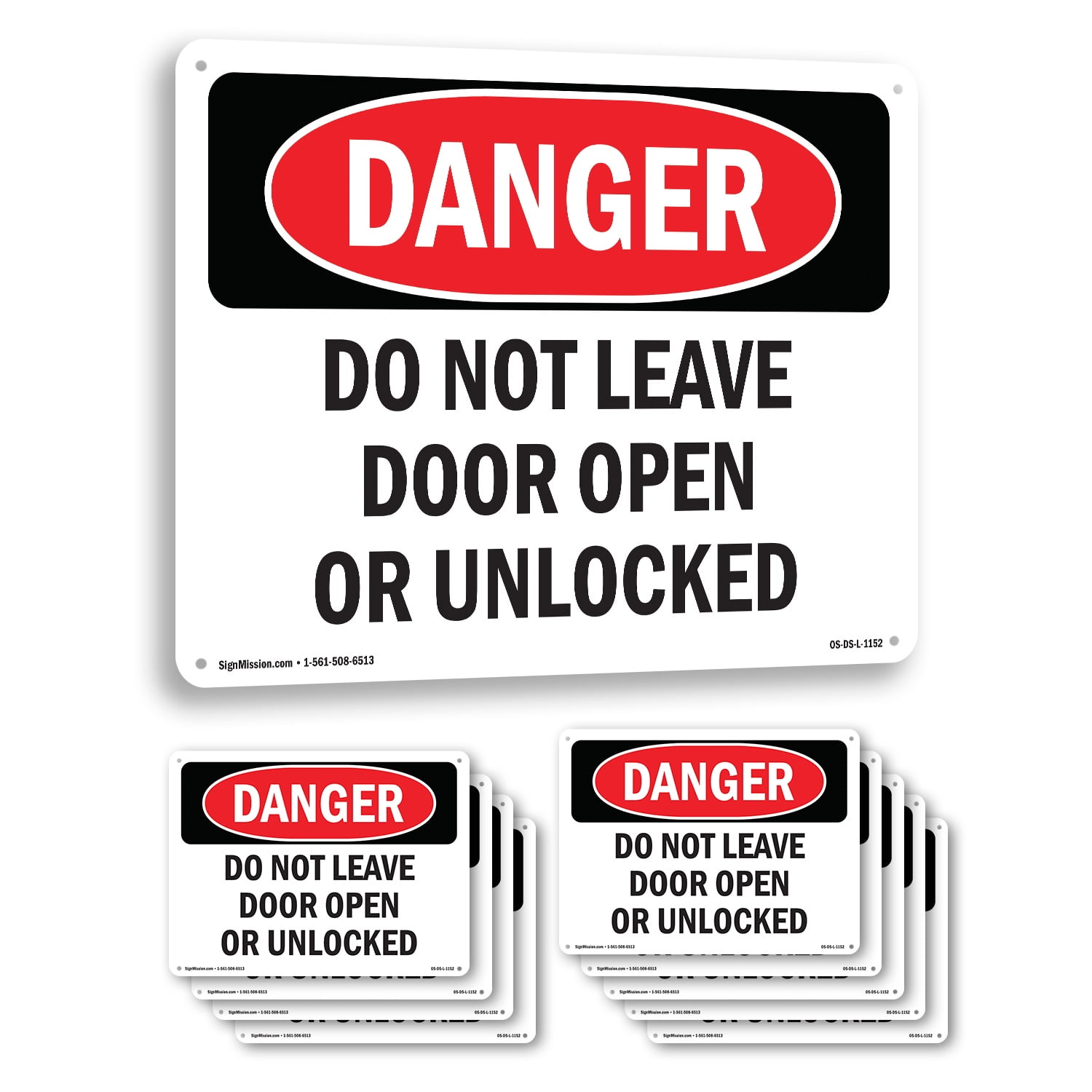 Do Not Leave Door Open Or Unlocked OSHA Danger Rigid Plastic Sign 18 ...