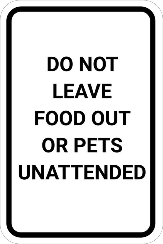 Do Not Leave Food Or Pets Unattended Sign Metal 12"X8" Rust Free ...