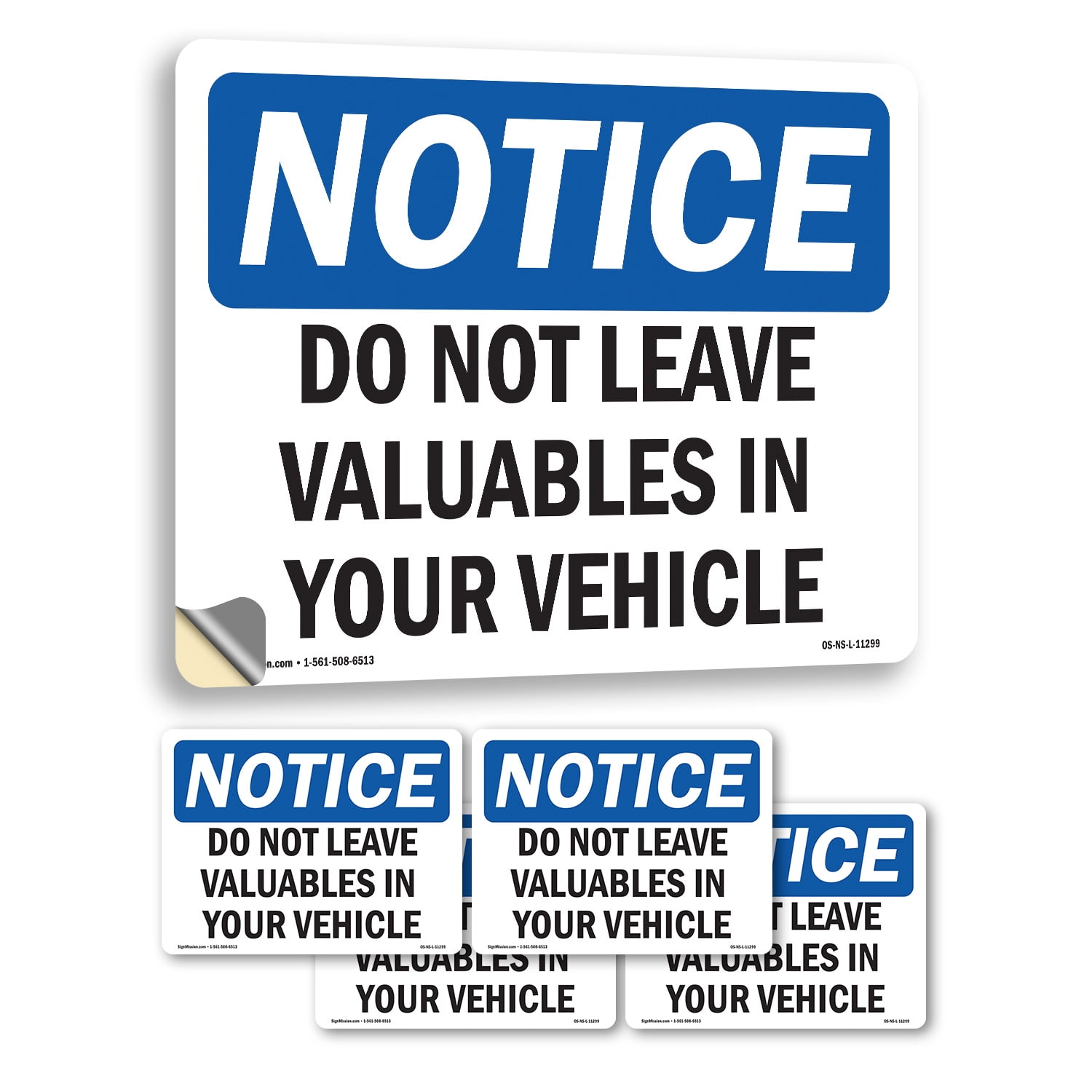 Do Not Leave Valuables In Your Vehicle OSHA Notice Vinyl Decal Label 18 ...