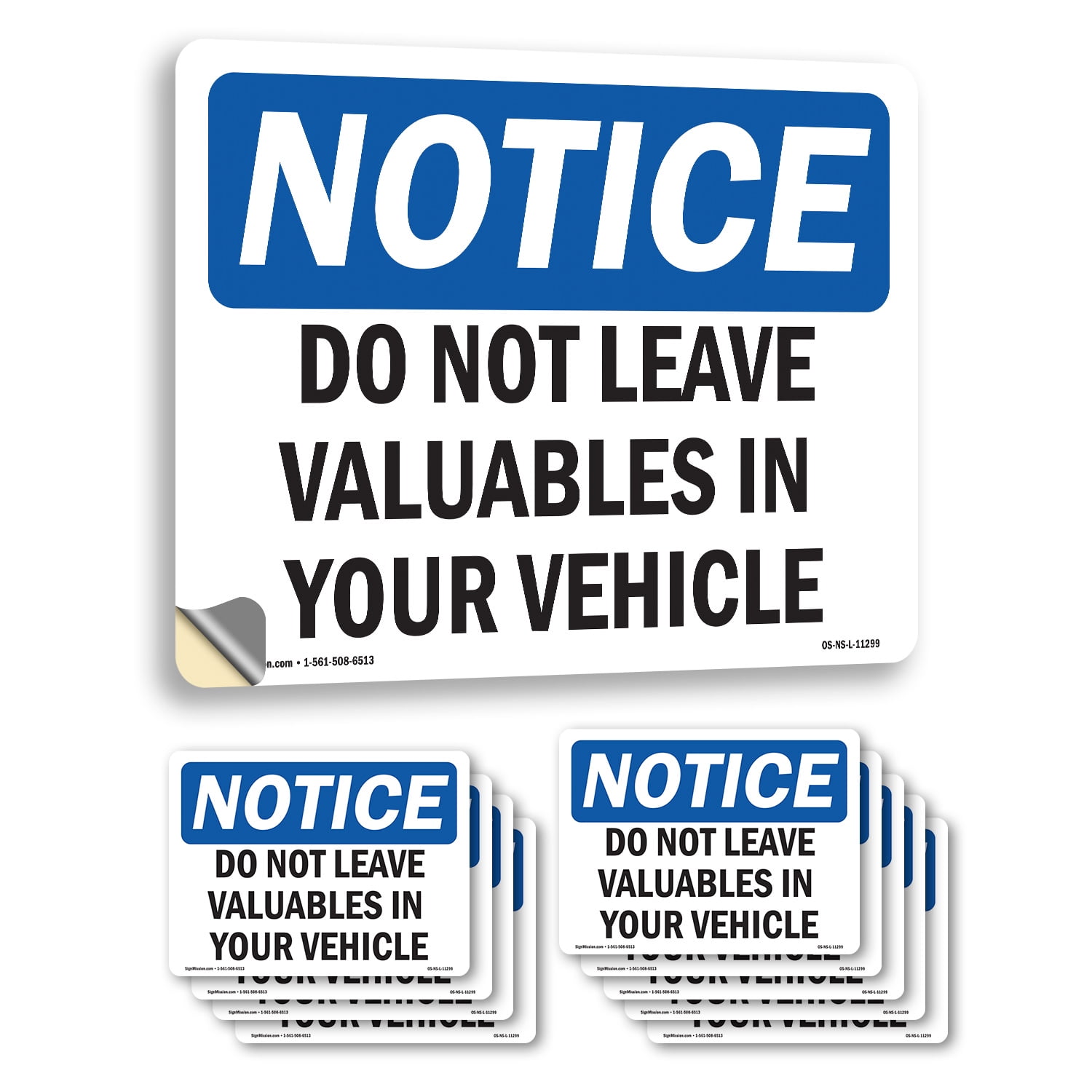 Do Not Leave Valuables In Your Vehicle OSHA Notice Vinyl Decal Label 5 ...
