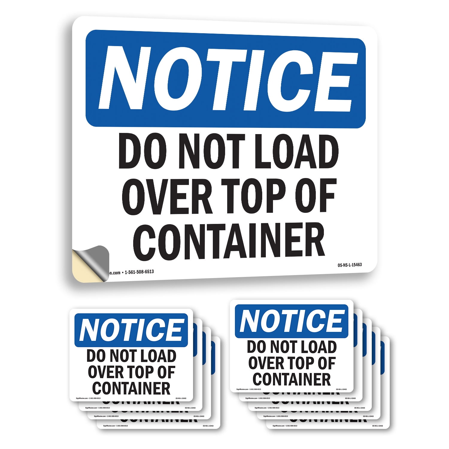 Do Not Load Over Top Of Container OSHA Notice Vinyl Decal Label 10 Inch ...