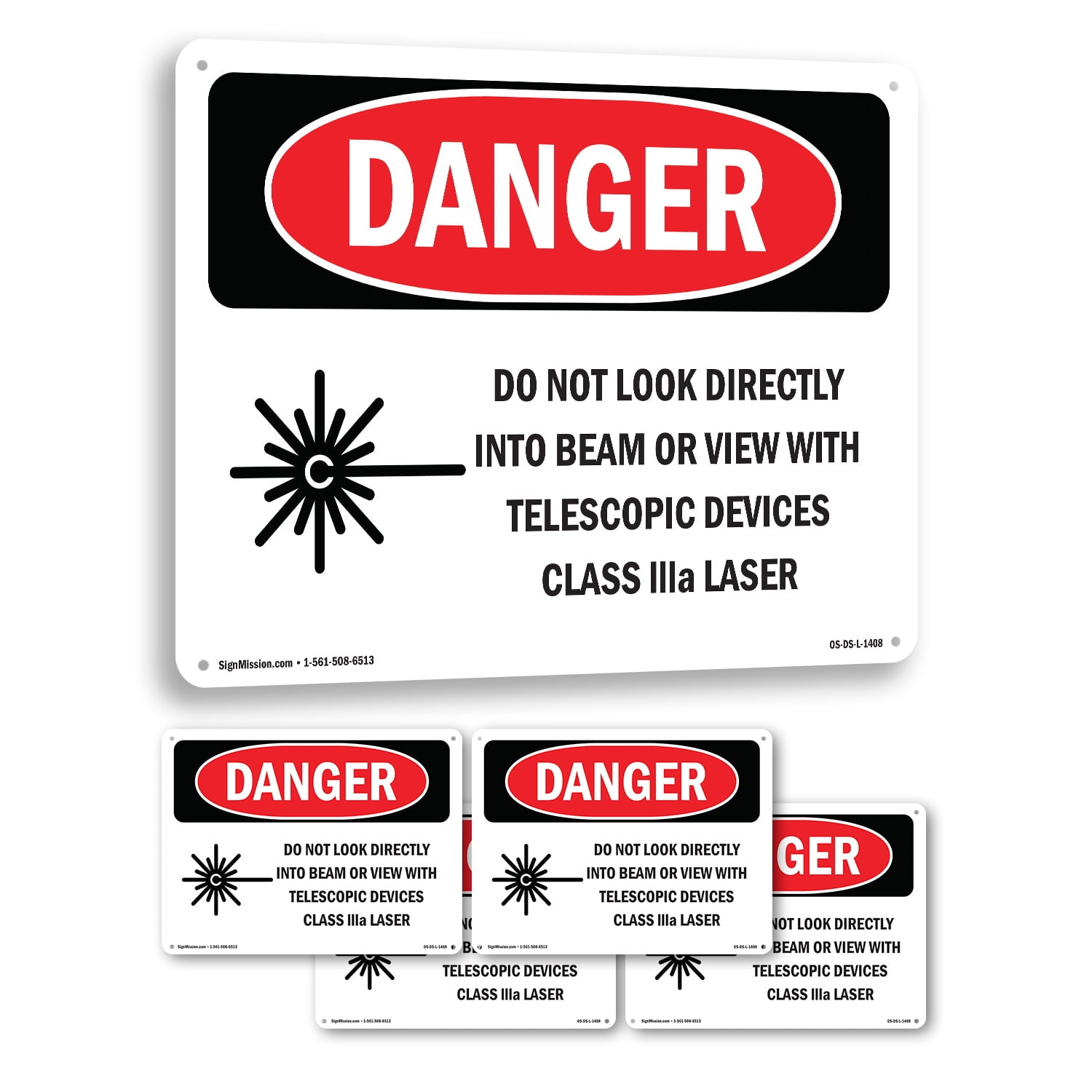 Do Not Look Directly Into Class IIIb Laser OSHA Danger Rigid Plastic ...