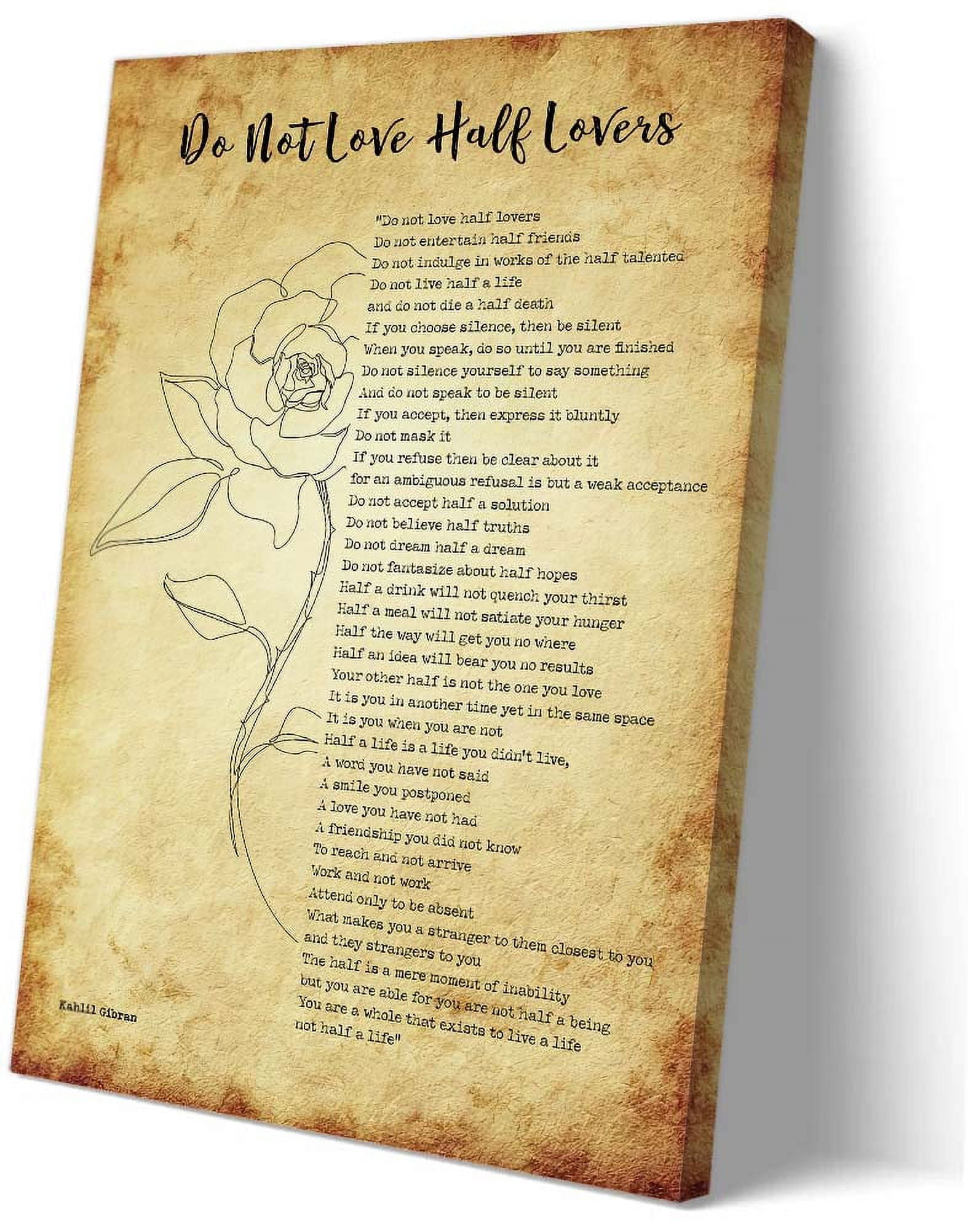 Do Not Love Half Lovers Spiritual Poem Wall Decor Kahlil Gibran Quotes ...