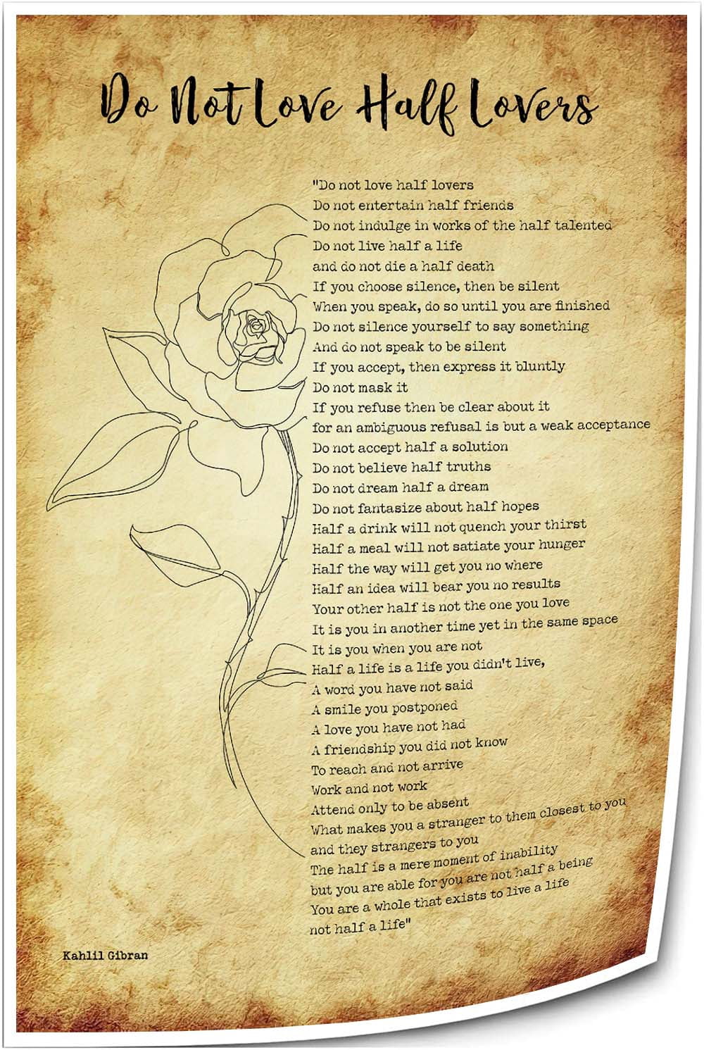Do Not Love Half Lovers Spiritual Poem Wall Decor Kahlil Gibran Quotes ...
