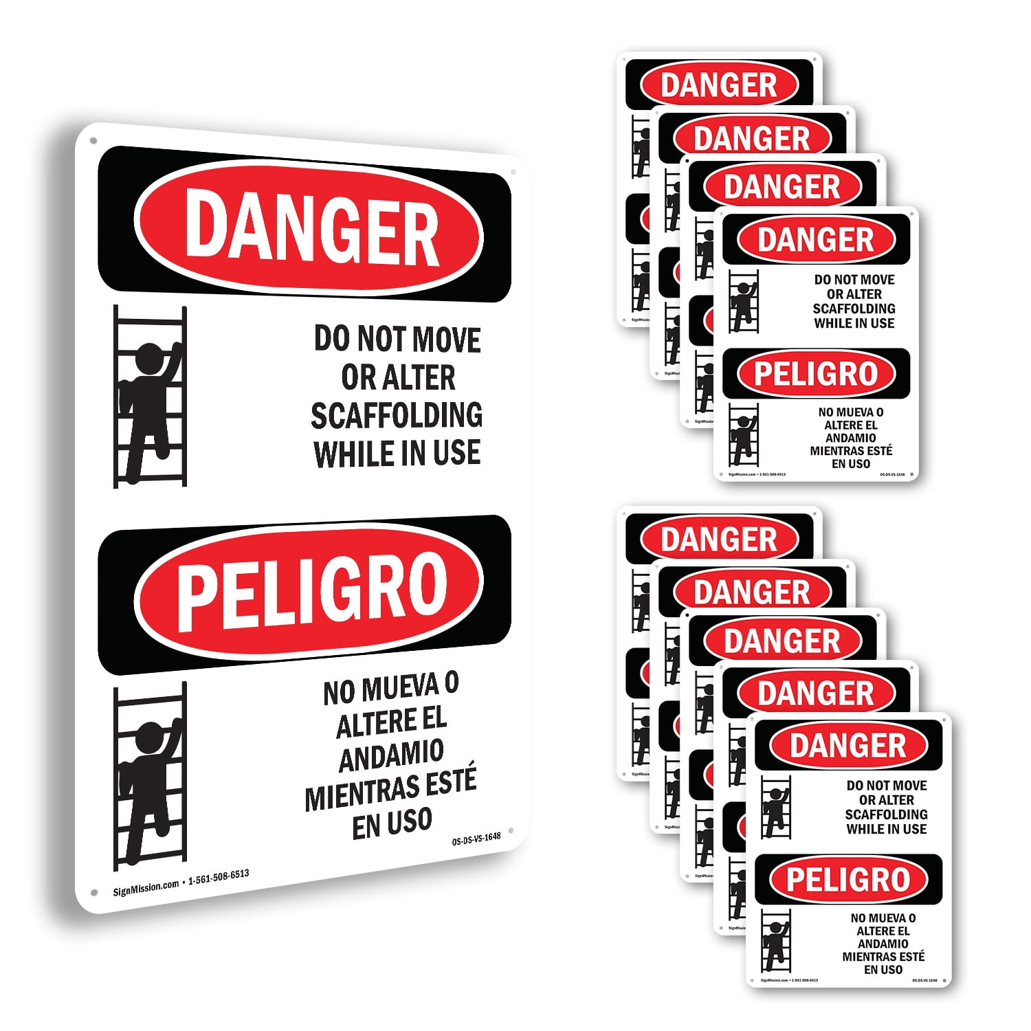 Do Not Move Or Alter Scaffolding Bilingual OSHA Danger Aluminum Sign 10 ...