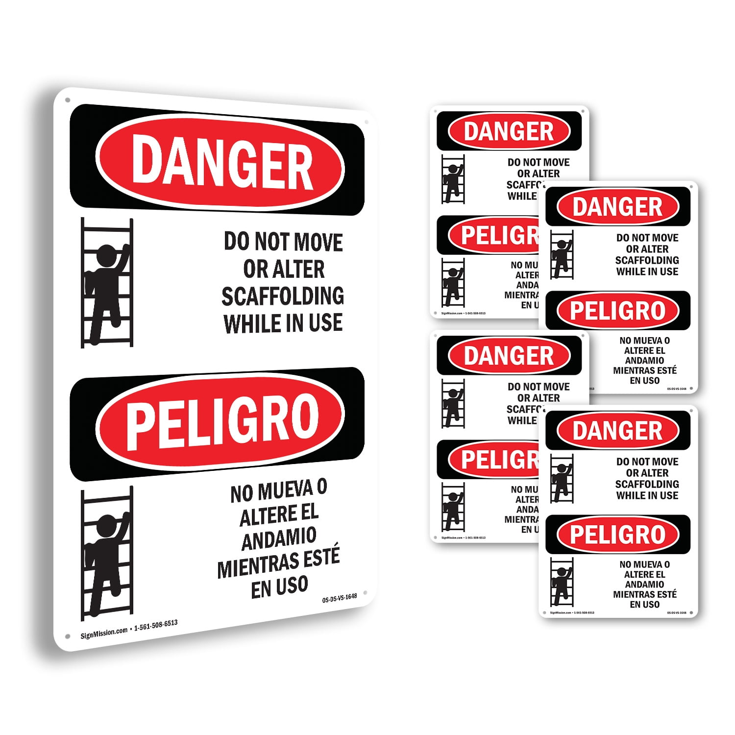 Do Not Move Or Alter Scaffolding Bilingual OSHA Danger Rigid Plastic ...