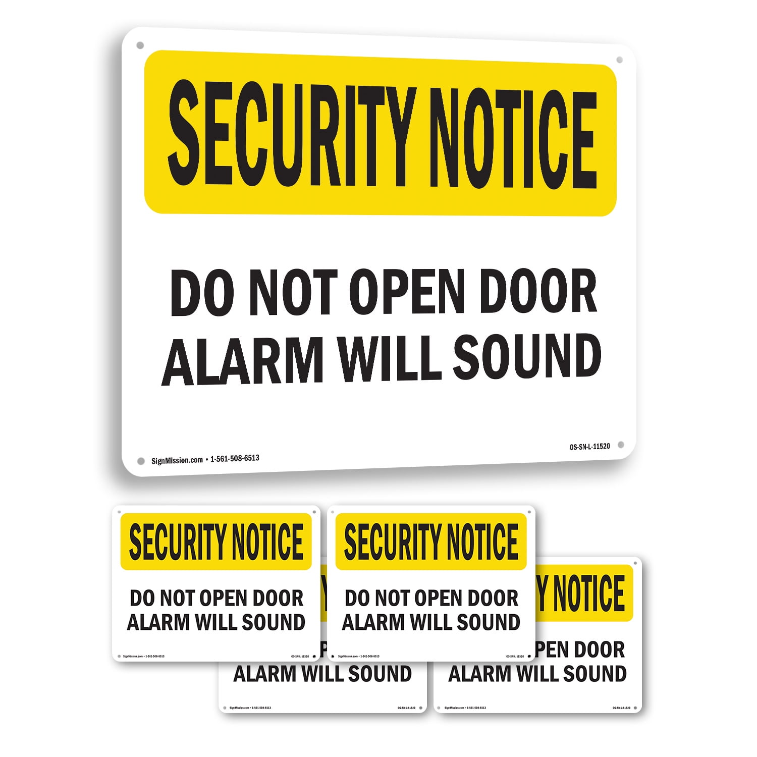 Do Not Open Door Alarm Will Sound OSHA Security Notice Rigid Plastic ...