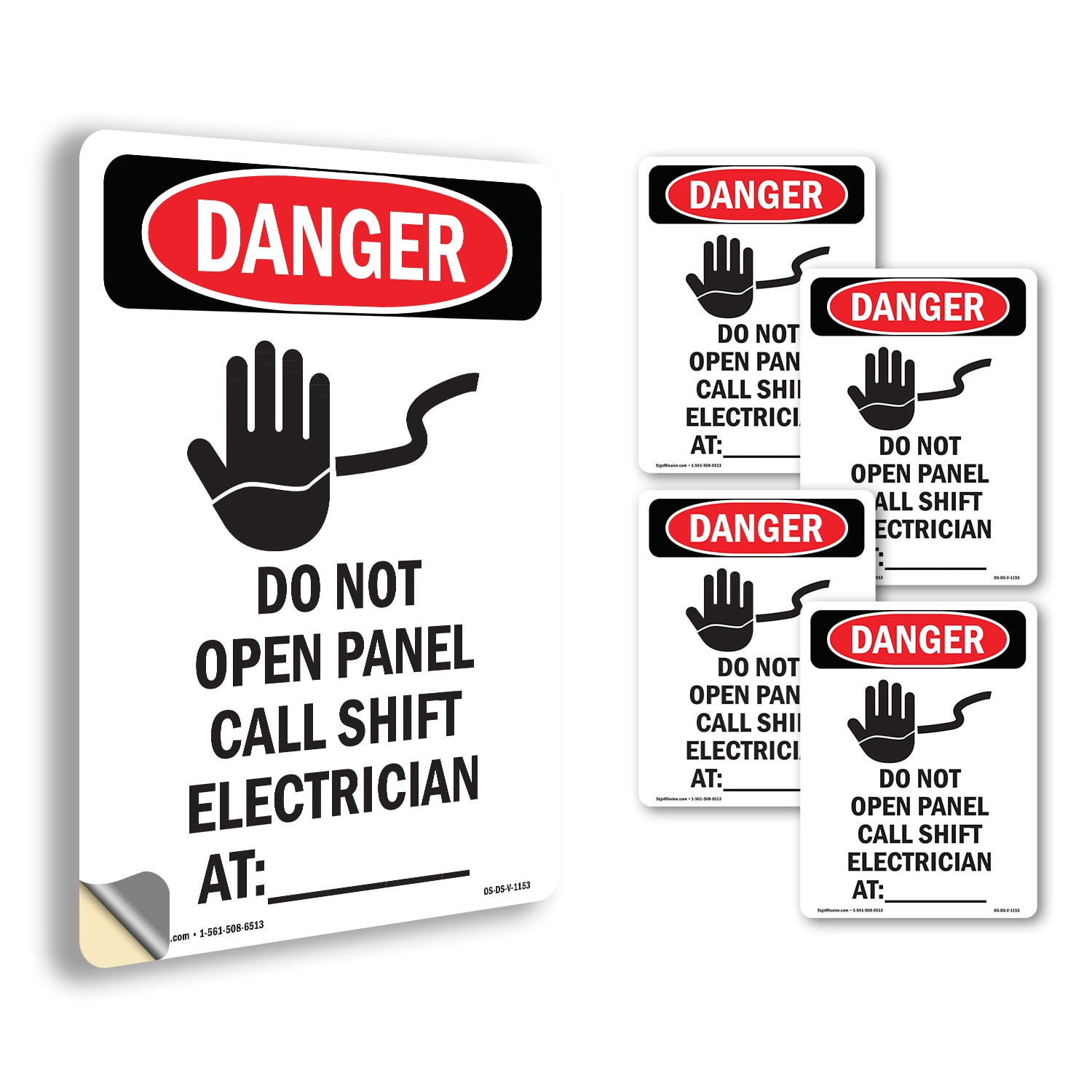 Do Not Open Panel Call OSHA Danger Vinyl Decal Label 5 Inch x 3.5 Inch ...