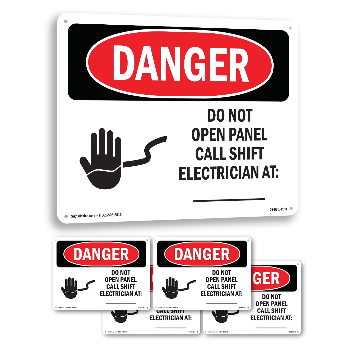 Do Not Open Panel Call Shift Electrician OSHA Danger Aluminum Sign 10 ...