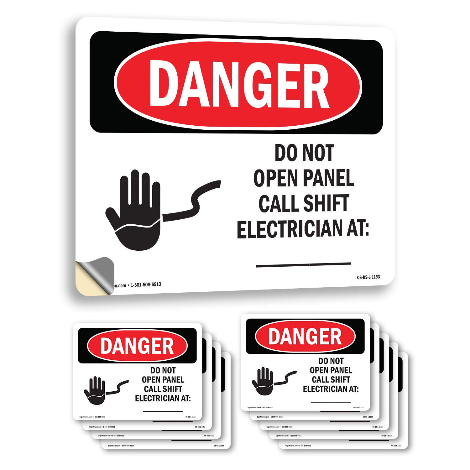 Do Not Open Panel Call Shift Electrician OSHA Danger Vinyl Decal Label ...