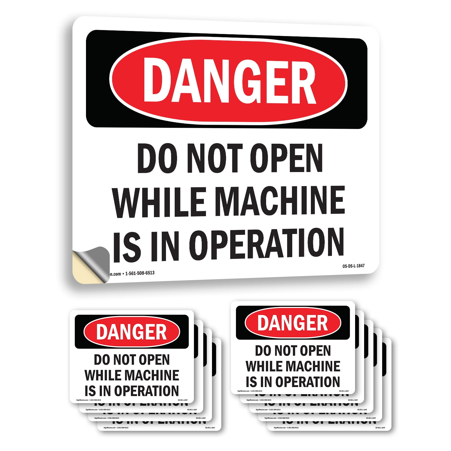 Do Not Open While Machine Is In Operation OSHA Danger Vinyl Decal Label ...