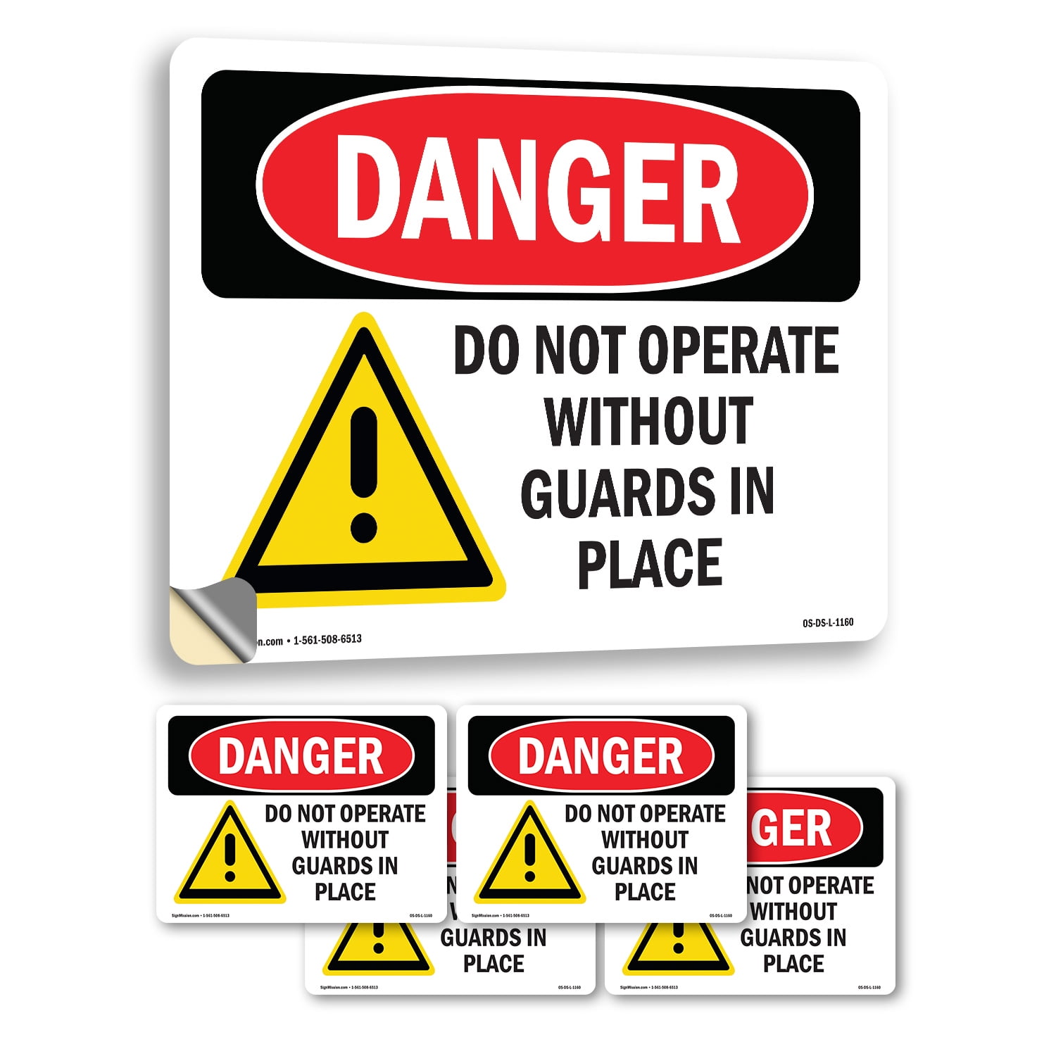 Do Not Operate Without Guards In Place OSHA Danger Vinyl Decal Label 7 ...