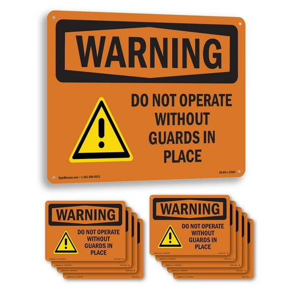 Do Not Operate Without Guards In Place OSHA WARNING Rigid Plastic Sign ...