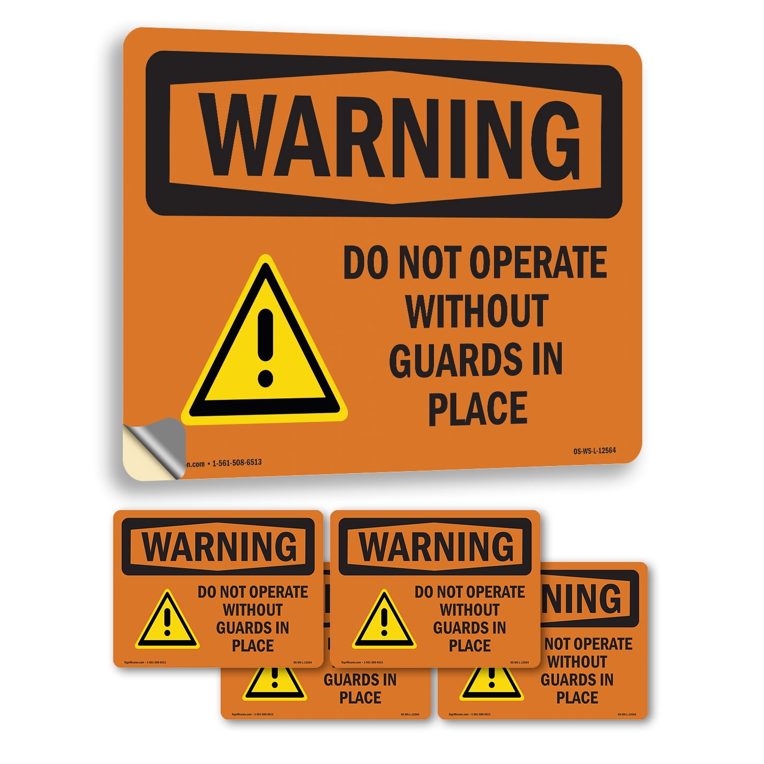 Do Not Operate Without Guards In Place OSHA WARNING Vinyl Decal Label 5 ...