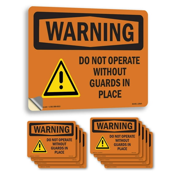 Do Not Operate Without Guards In Place OSHA WARNING Vinyl Decal Label 7 ...