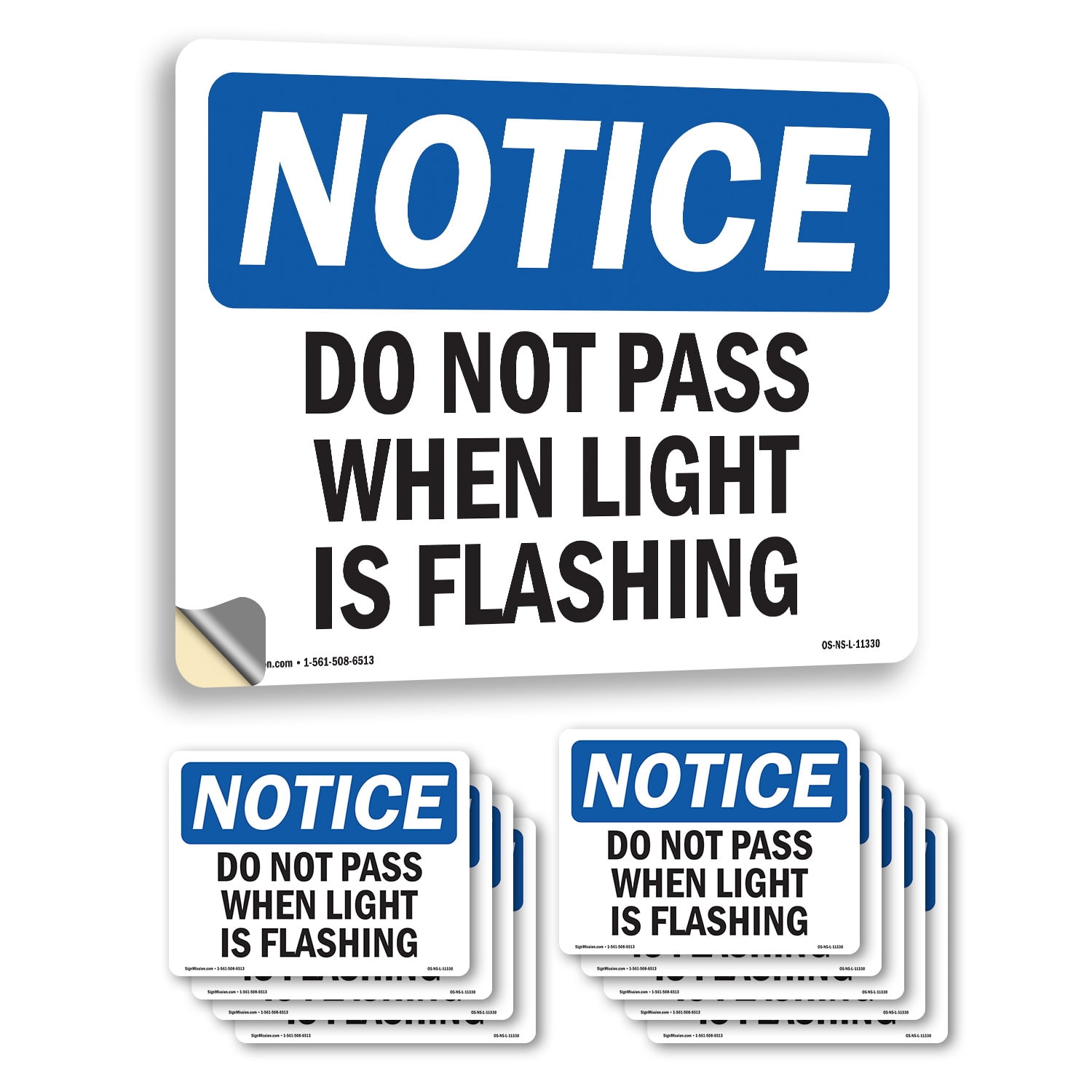 Do Not Pass When Light Is Flashing OSHA Notice Vinyl Decal Label 18 ...