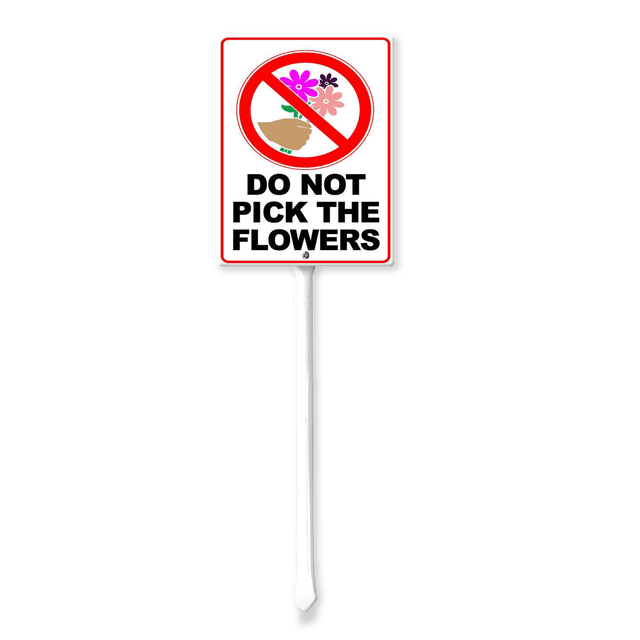 Do Not Pick The Flowers Sign With Metal Stake, 8" x 23.6" Aluminum Yard ...