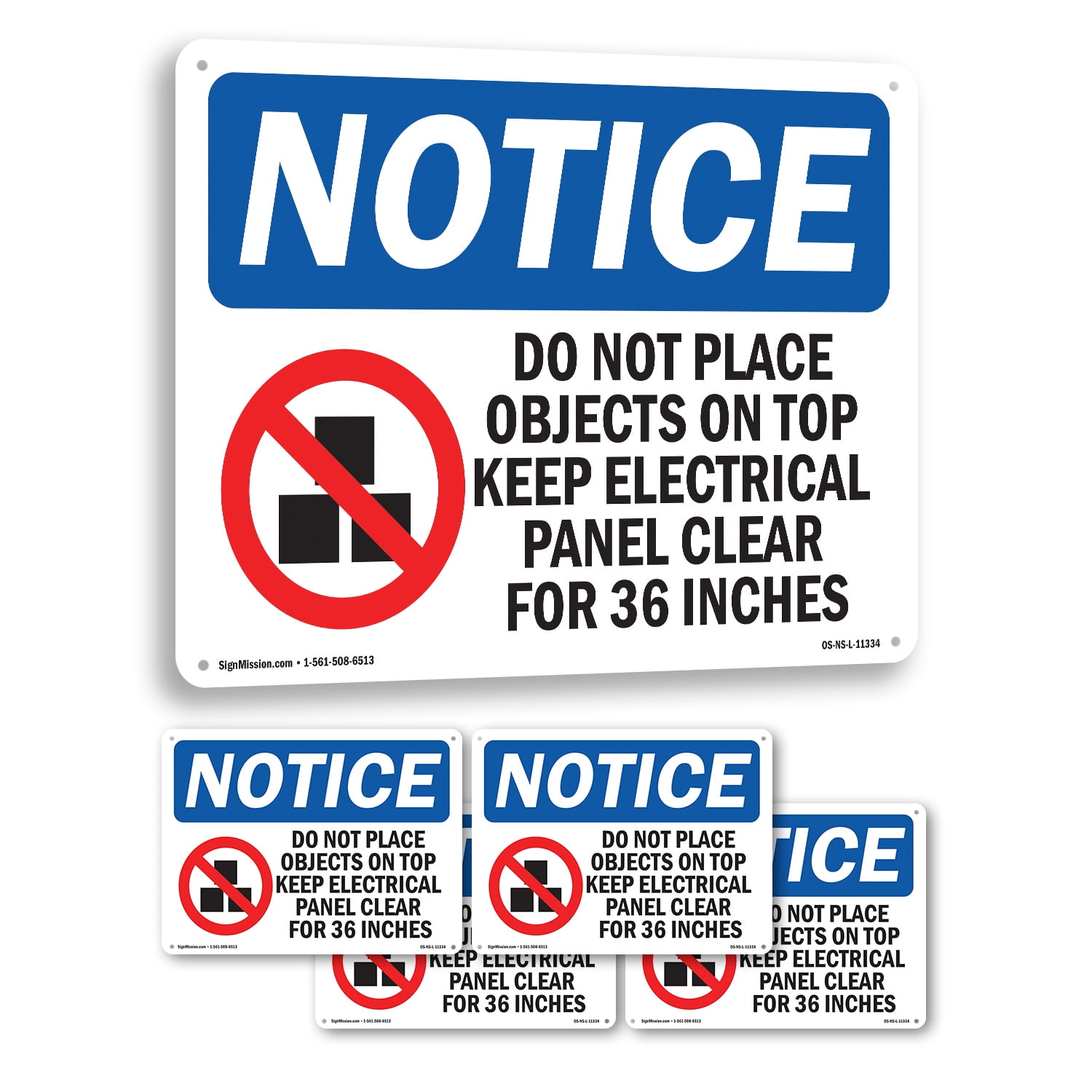 Do Not Place Objects On Top OSHA Notice Rigid Plastic Sign 24 Inch x 18 ...