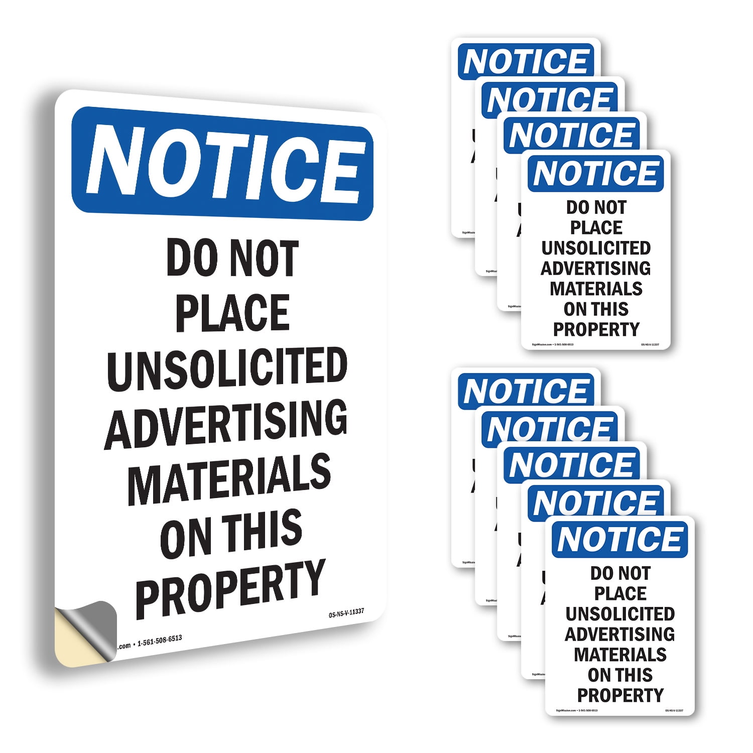 Do Not Place Unsolicited Advertising OSHA Notice Vinyl Decal Label 18 ...