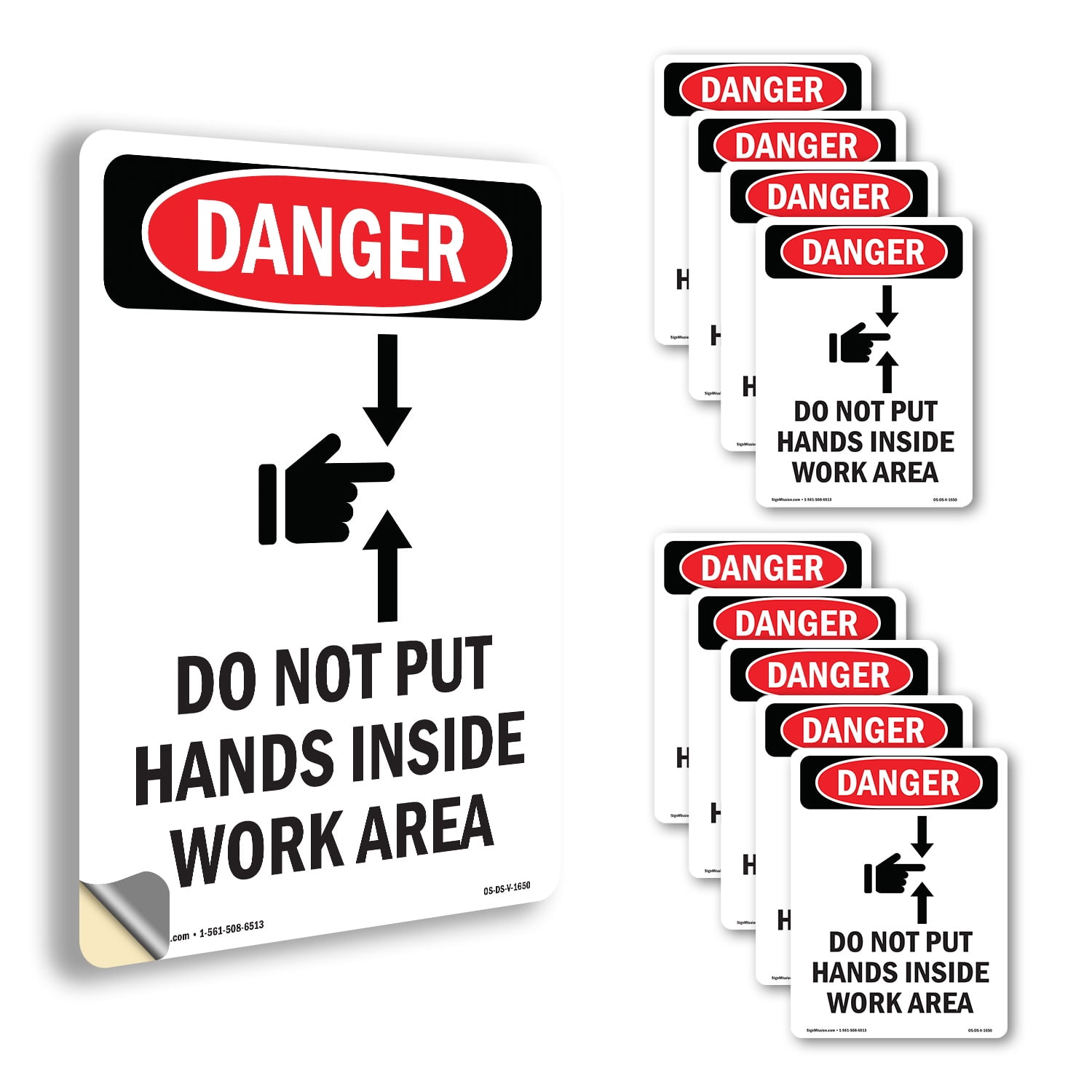 Do Not Put Hands Inside OSHA Danger Vinyl Decal Label 18 Inch x 12 Inch ...