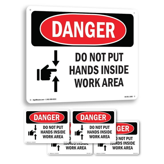 Do Not Put Hands Inside Work Area OSHA Danger Rigid Plastic Sign 18 ...