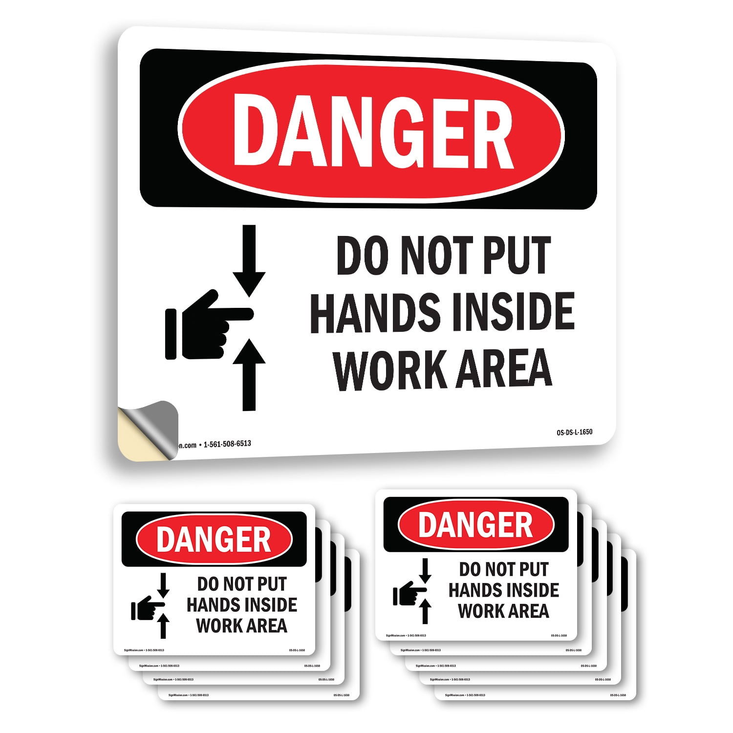 Do Not Put Hands Inside Work Area OSHA Danger Vinyl Decal Label 10 Inch ...