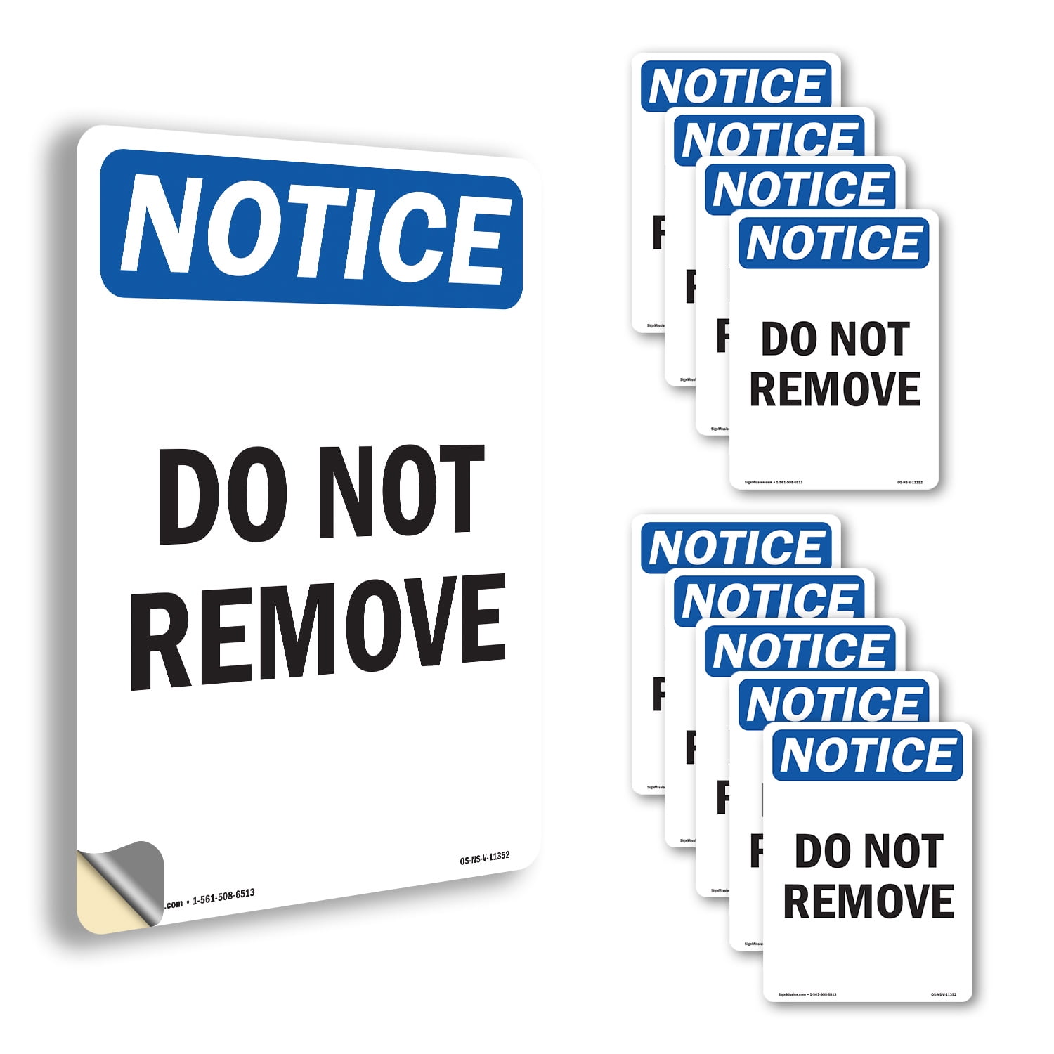 Do Not Remove OSHA Notice Vinyl Decal Label 18 Inch x 12 Inch - 10 Pack ...