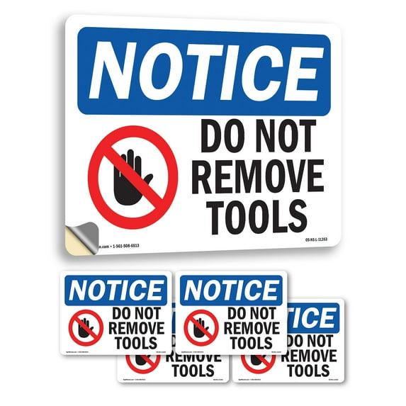 Do Not Remove Tools With Symbol OSHA Notice Vinyl Decal Label 24 Inch x ...