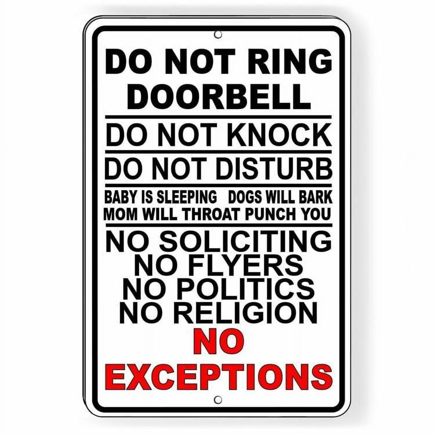 Do Not Ring Doorbell Do Not Disturb Do Not Knock No Soliciting Sign ...