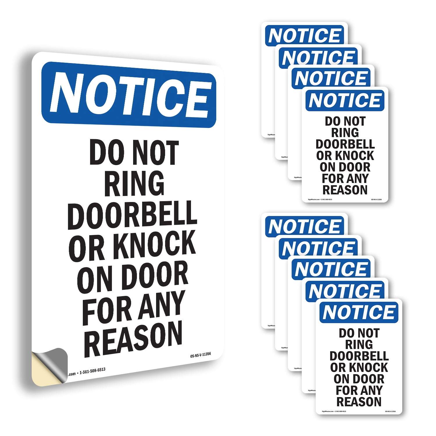 Do Not Ring Doorbell Or Knock OSHA Notice Vinyl Decal Label 7 Inch x 5 ...