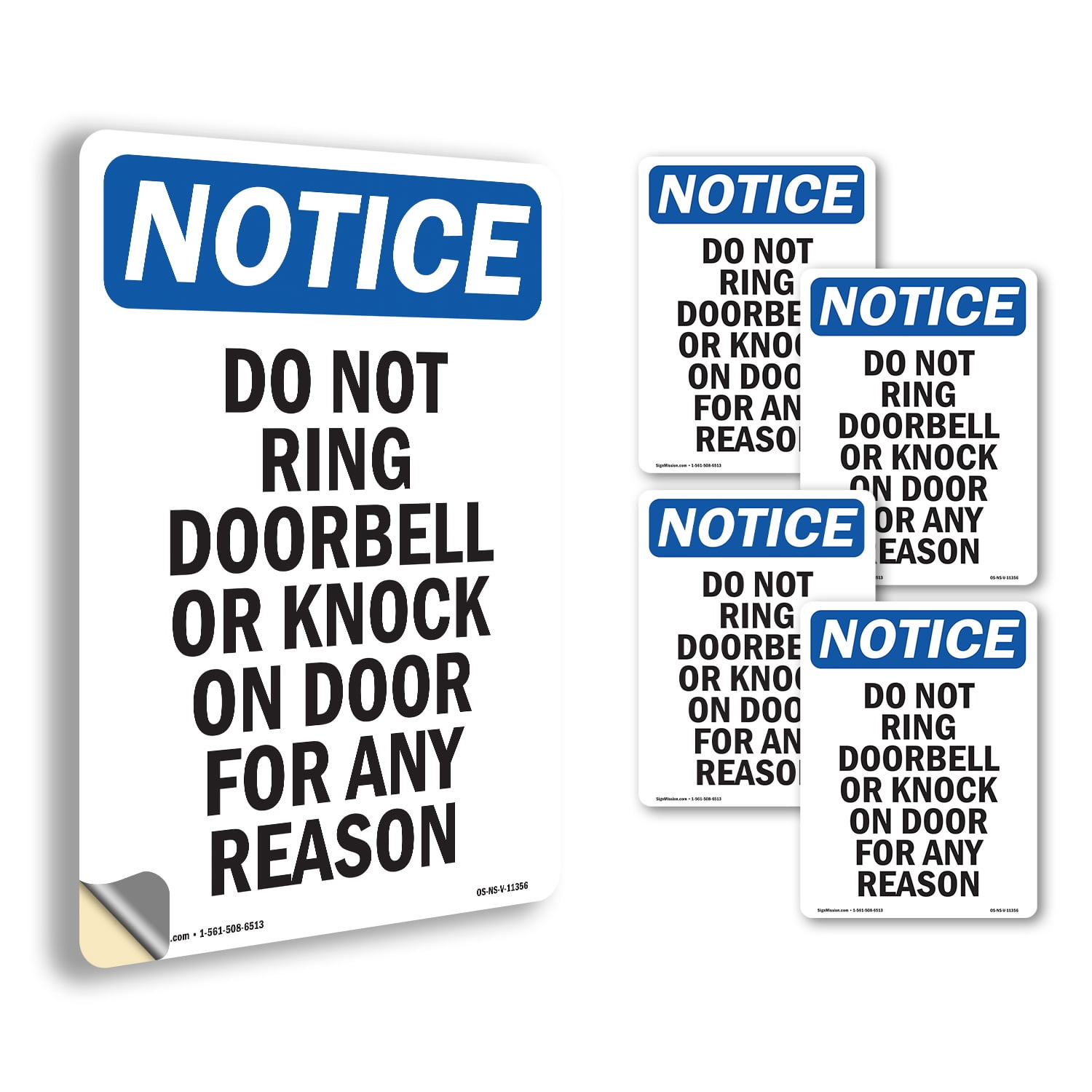 Do Not Ring Doorbell Or Knock OSHA Notice Vinyl Decal Label 7 Inch x 5 ...