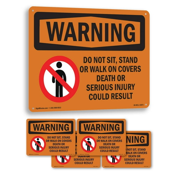 Do Not Sit Stand Or Walk On With Symbol OSHA WARNING Rigid Plastic Sign ...