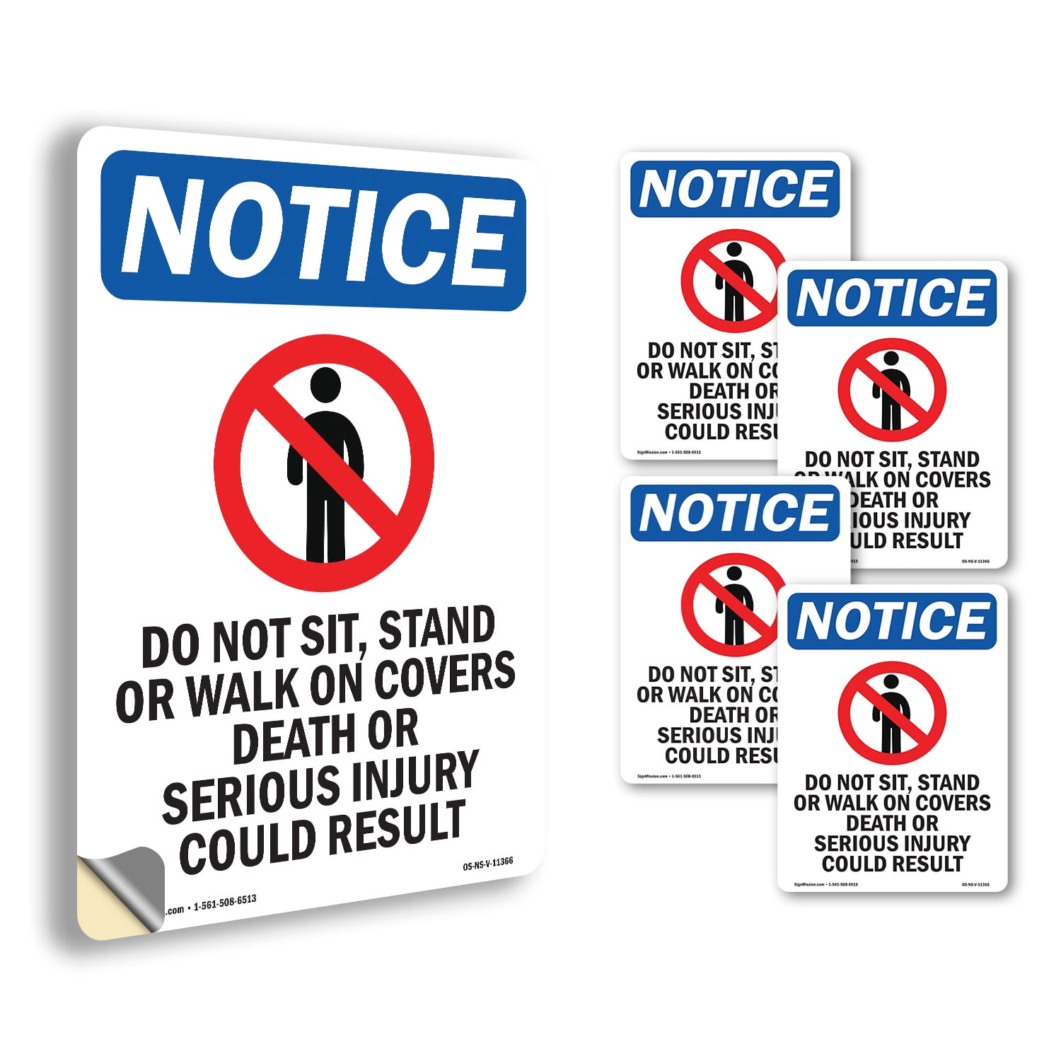 Do Not Sit Stand With Symbol OSHA Notice Vinyl Decal Label 14 Inch x 10 ...