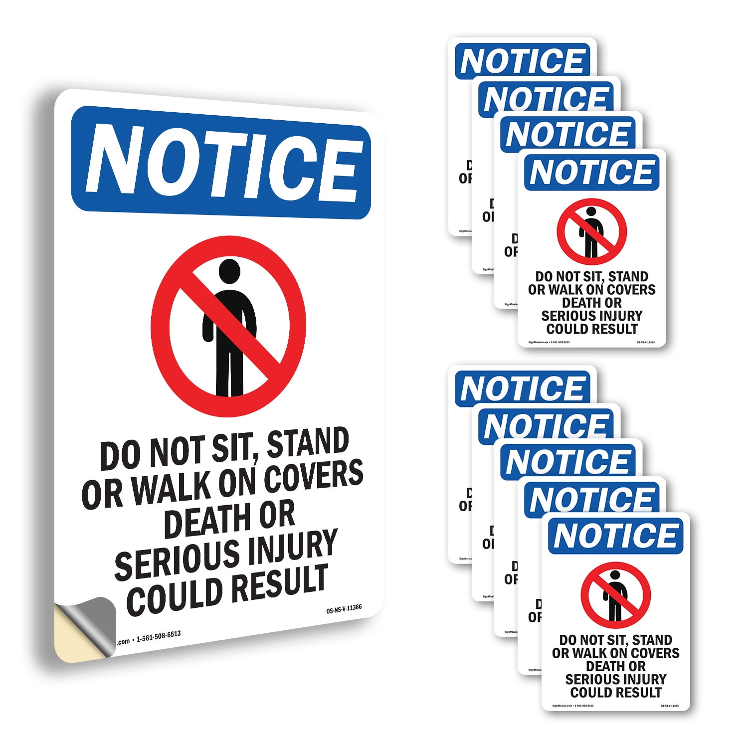 Do Not Sit Stand With Symbol OSHA Notice Vinyl Decal Label 18 Inch x 12 ...