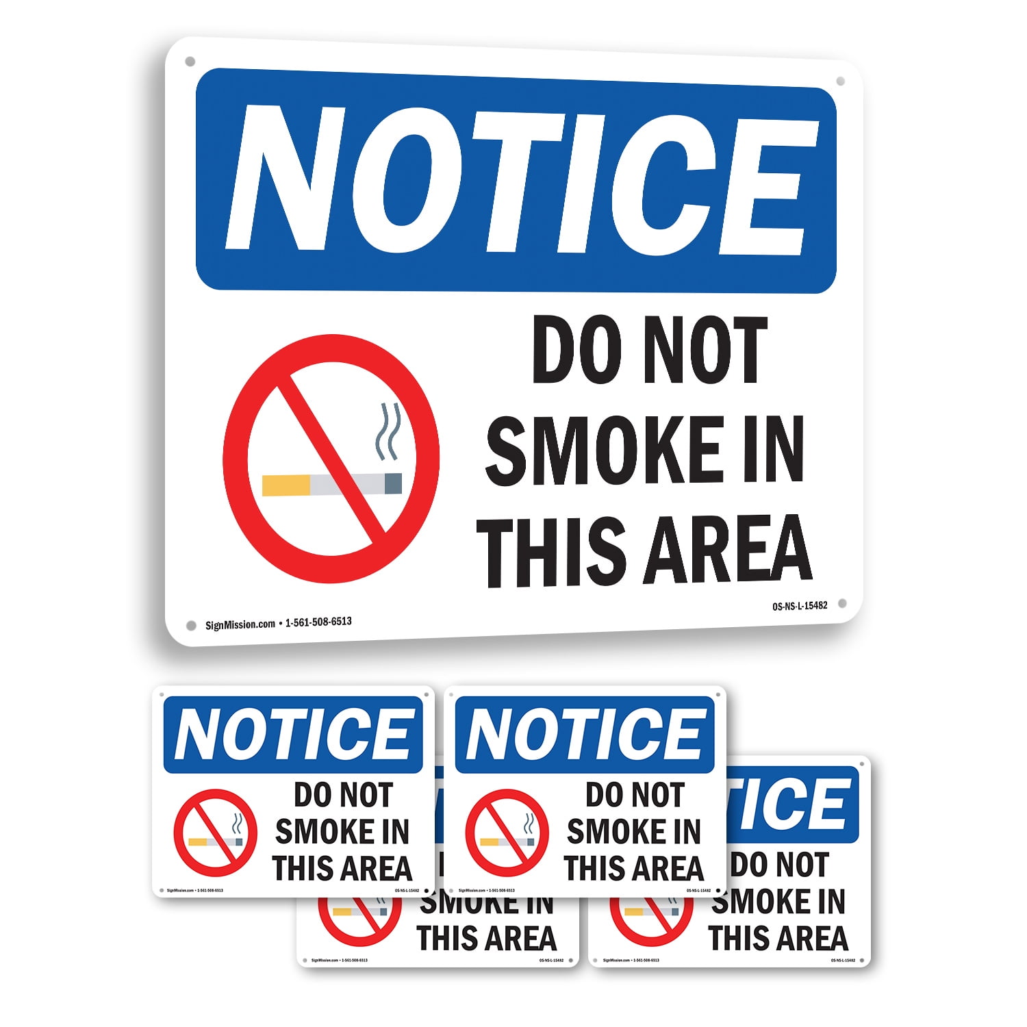 Do Not Smoke In This Area OSHA Notice Rigid Plastic Sign 10 Inch x 7 ...