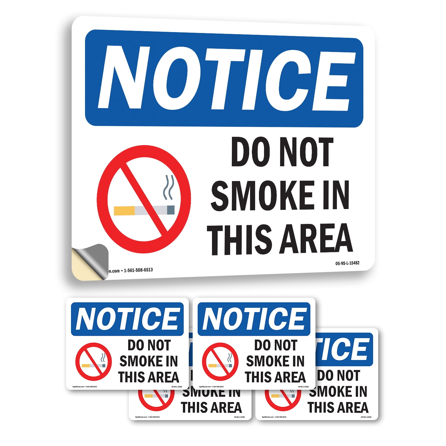 Do Not Smoke In This Area OSHA Notice Vinyl Decal Label 18 Inch x 12 ...