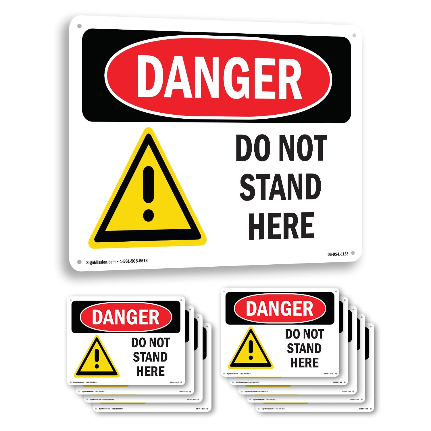 Do Not Stand Here OSHA Danger Rigid Plastic Sign 24 Inch x 18 Inch - 10 ...