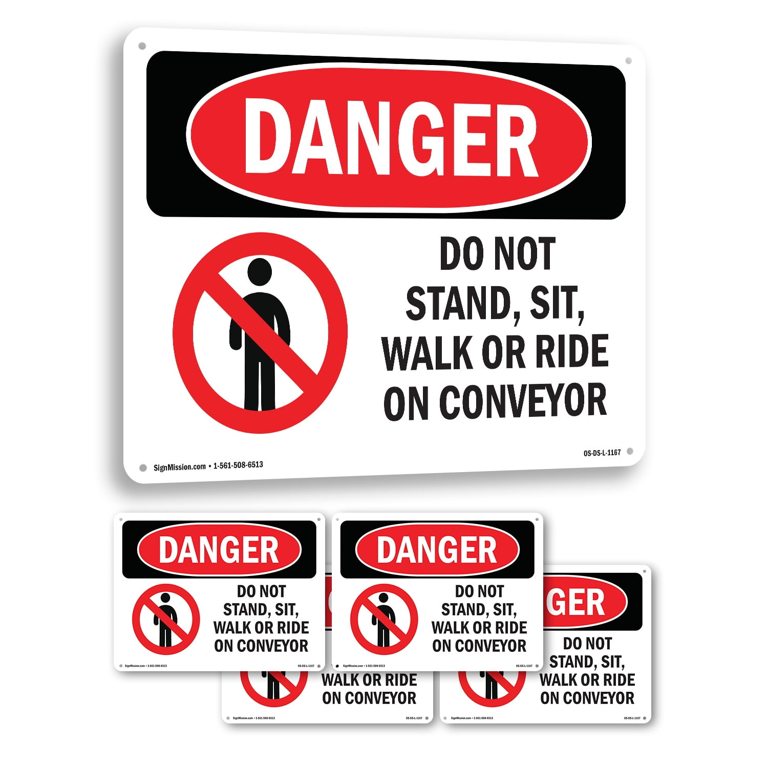 Do Not Stand Sit Walk Or Ride On Conveyor OSHA Danger Rigid Plastic ...