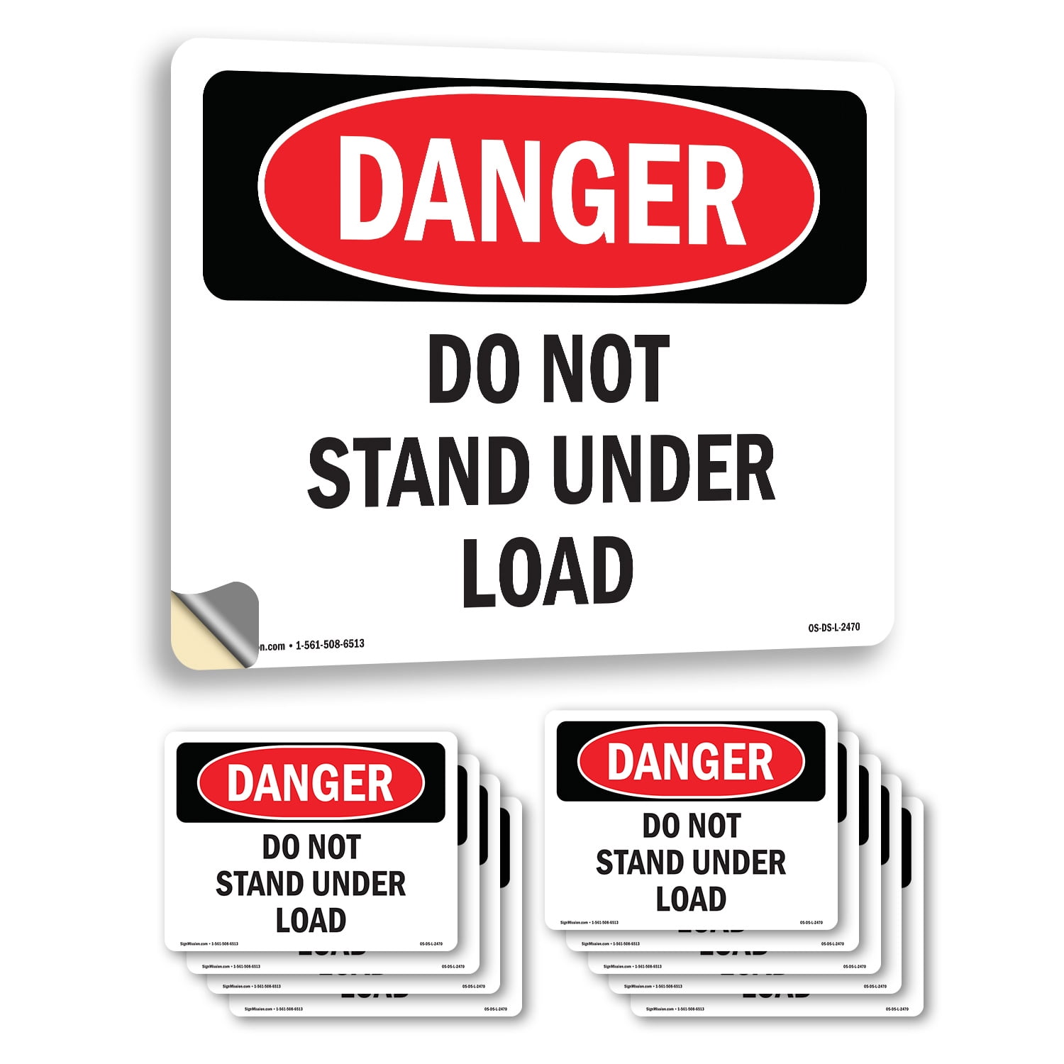 Do Not Stand Under Load OSHA Danger Vinyl Decal Label 18 Inch x 12 Inch ...
